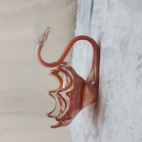 Other | Vintage Hand Blown Sooner Glass Swan Planter Center Bowl Red ...